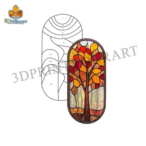 Digital Download Stained Glass Autumn Tree Pattern | Festive Suncatcher ...