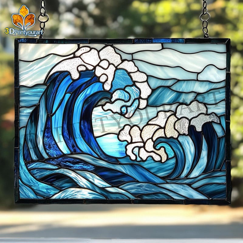Stained Glass Panel Ocean - Etsy