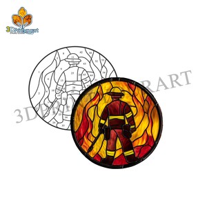 Digital Download Stained Glass Fireman Pattern | Festive Suncatcher ...