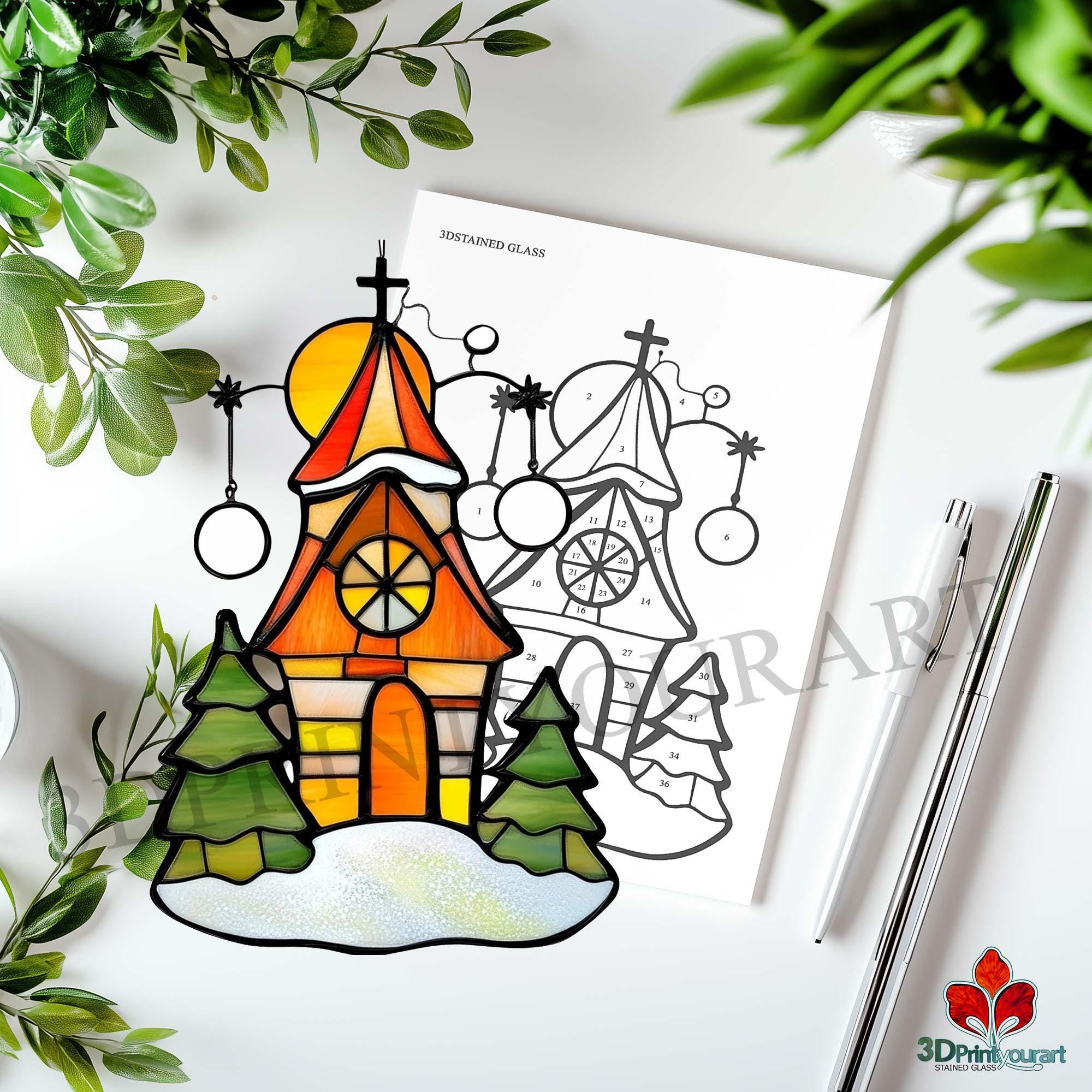 Digital Gingerbread House N02 Stained Glass Christmas Gift Pattern ...