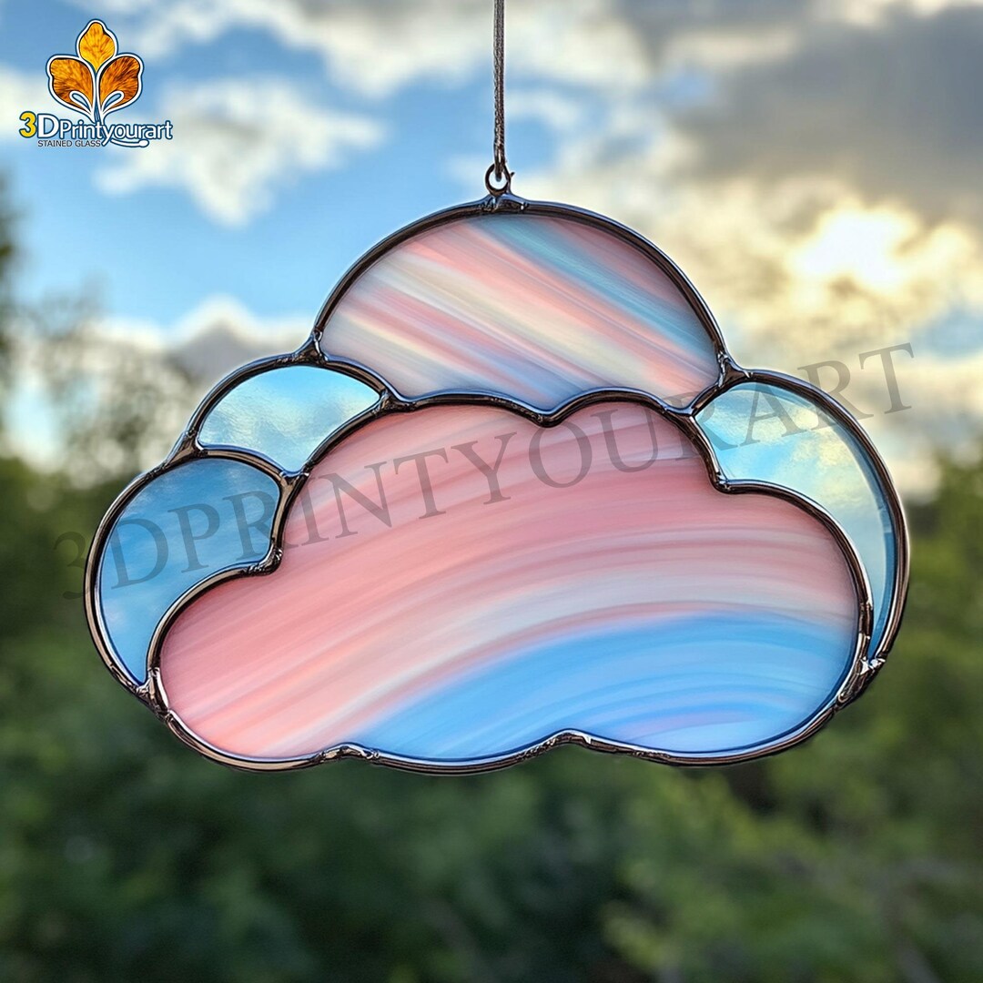 Digital Download Stained Glass Cloud Pattern | Festive Suncatcher ...