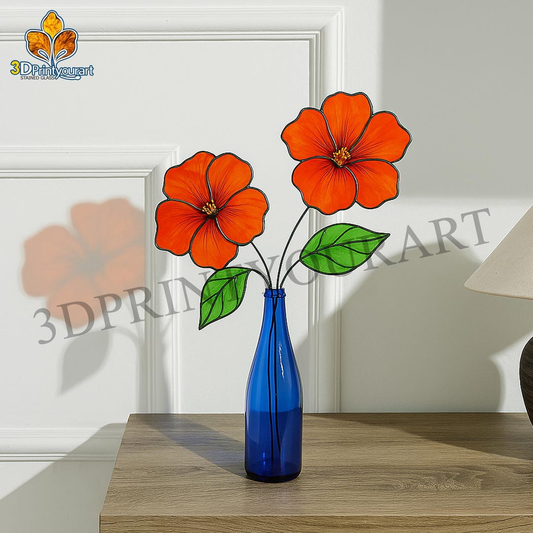 Digital Download Stained Glass Hibiscus R42 Pattern | Festive ...