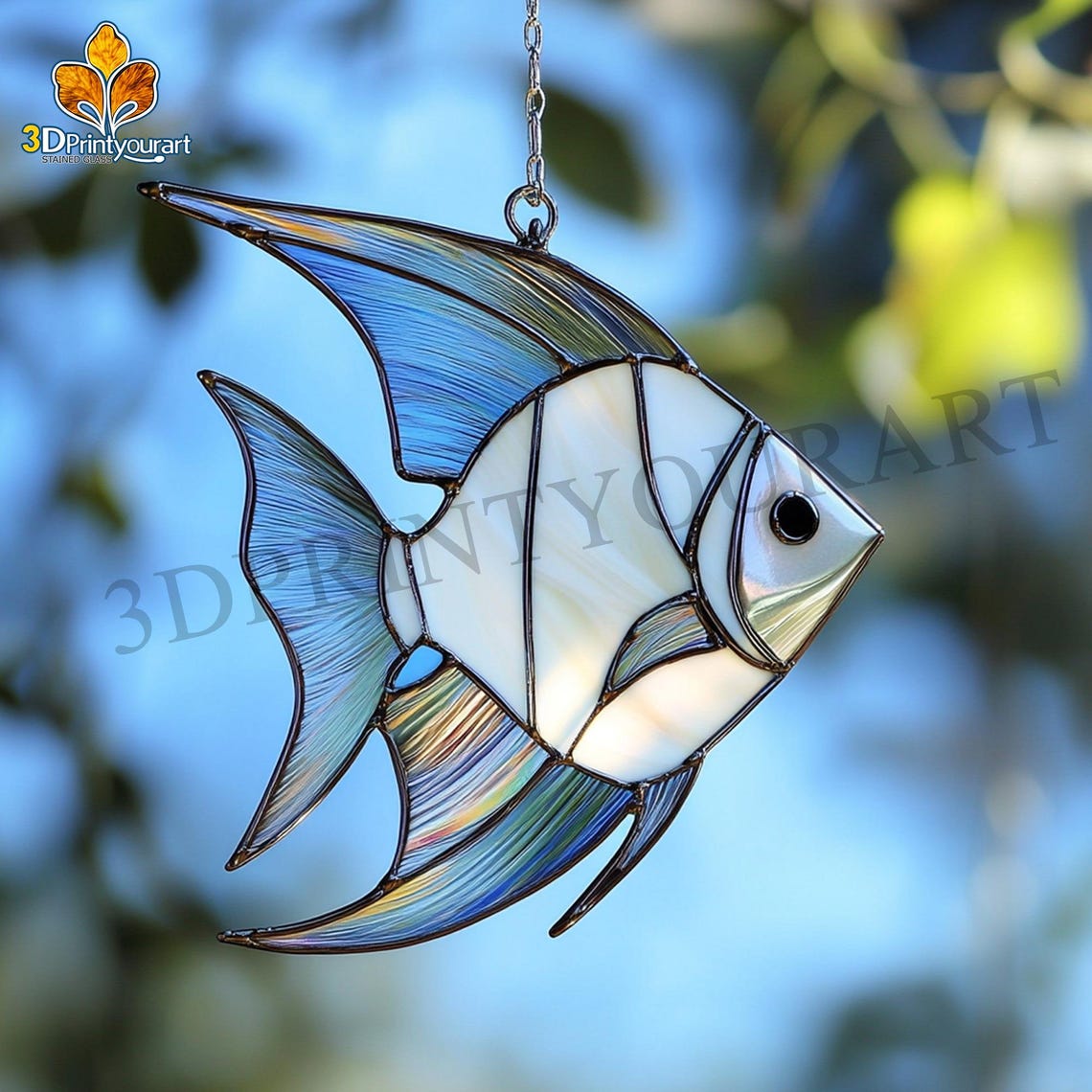 Digital Download Stained Glass Angel Fish Pattern | Festive Suncatcher ...