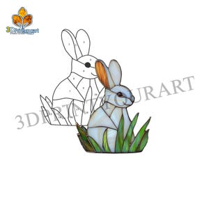 Digital Download Stained Glass Rabbit Pattern | Festive Suncatcher ...