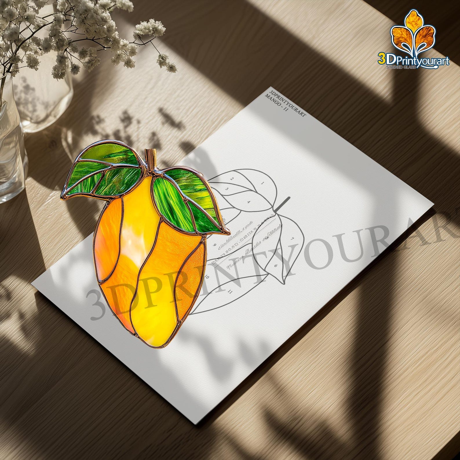 Digital Download Stained Glass Mango Pattern | Festive Suncatcher ...