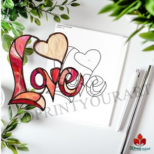 Digital Download Stained Glass LOVE Pattern | Festive Suncatcher Design ...