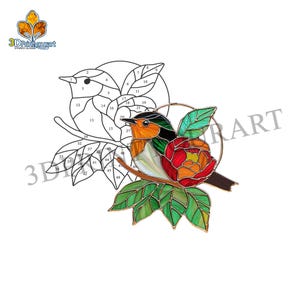 Digital Download Stained Glass Robin Pattern | Festive Suncatcher ...