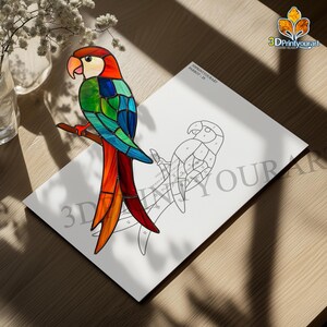 Digital Download Stained Glass Parrot Pattern | Festive Suncatcher ...
