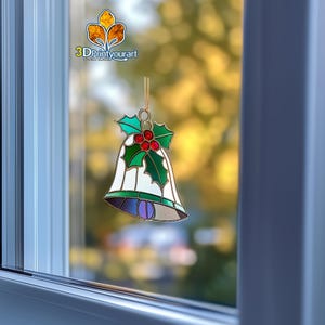 Digital Download Stained Glass Christmas Bell Gold Pattern | Festive ...