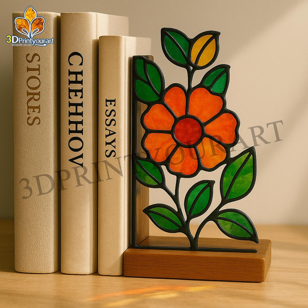 Digital Download Stained Glass Flower Bookend Pattern | Festive ...