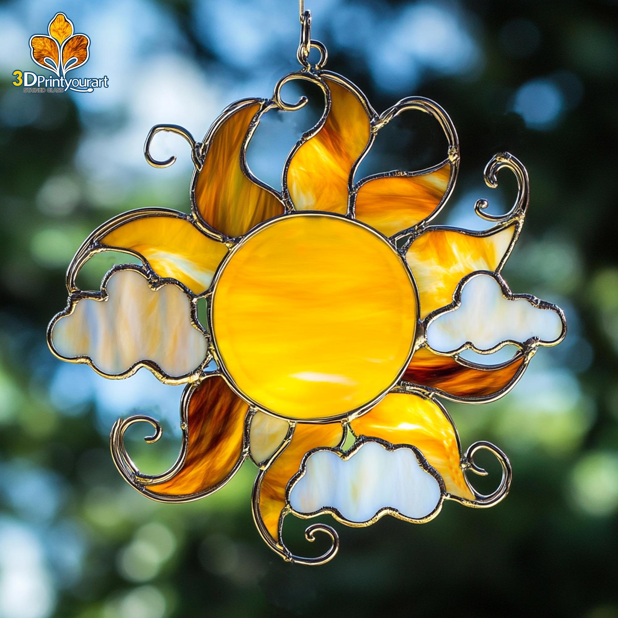 Digital Download Stained Glass Sun Pattern | Festive Suncatcher Design ...