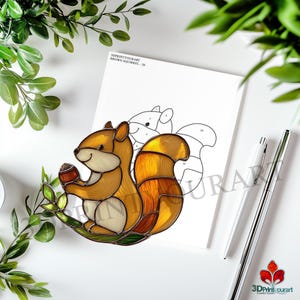 Digital Download Stained Glass Brown Squirrel Pattern | Festive ...