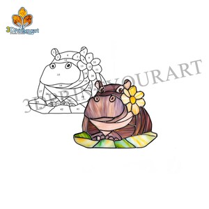 Digital Download Stained Glass Hippo Pattern | Festive Suncatcher ...