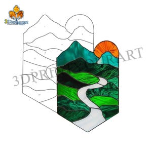 Digital Download Stained Glass River and Mountain Pattern | Festive ...