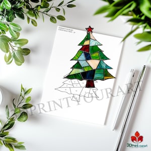 Digital Download Stained Glass Christmas Tree Pattern | Festive ...