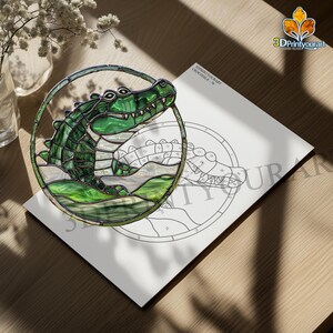 Digital Download Stained Glass Crocodile Pattern | Festive Suncatcher ...