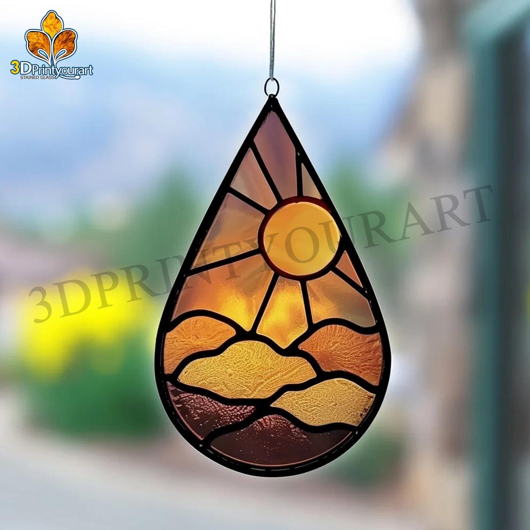 Digital Download Stained Glass Sun Drop Pattern | Festive Suncatcher ...