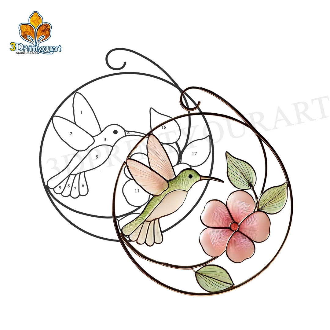 Digital Download Stained Glass Hummingbird Pattern | Festive Suncatcher ...