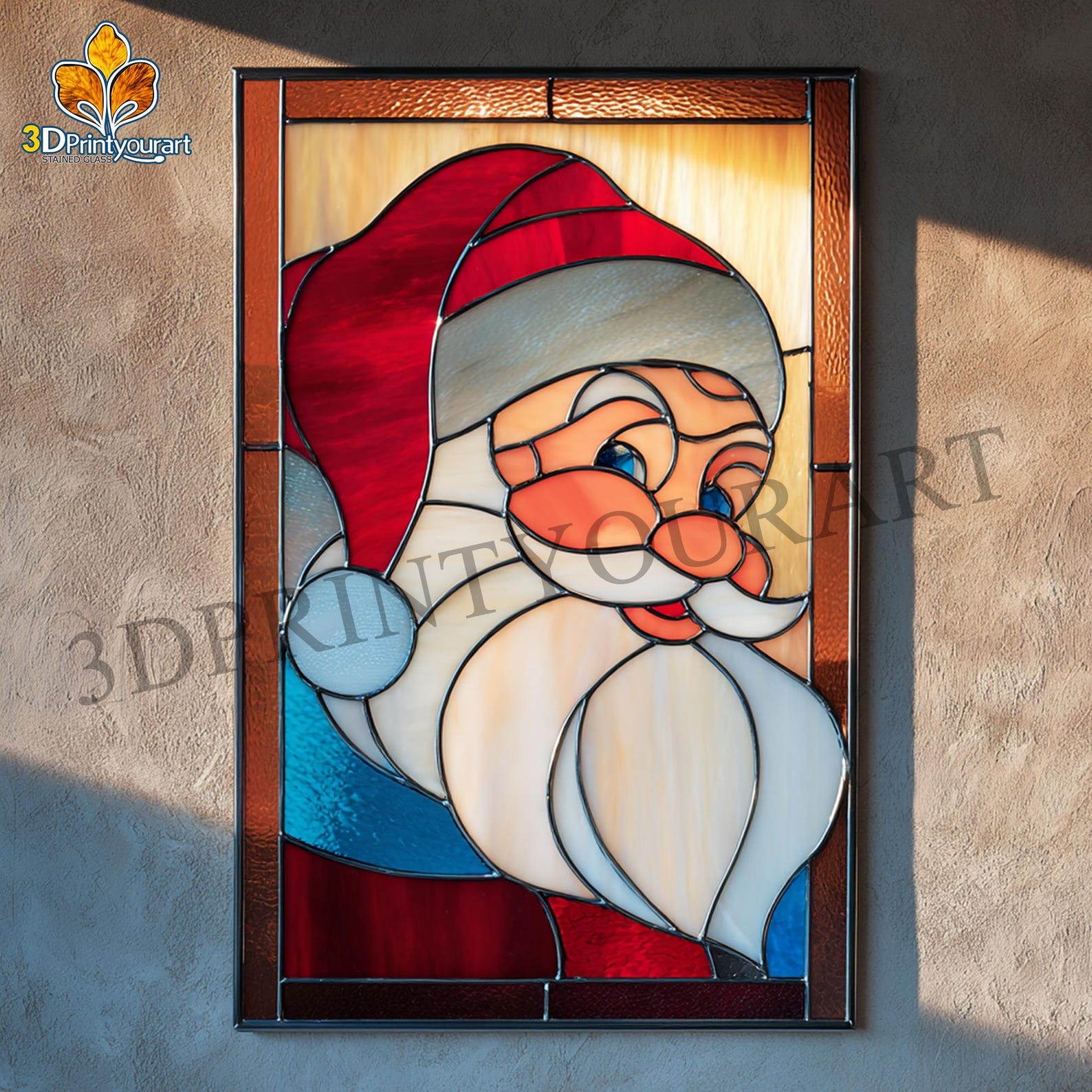 Digital Download Stained Glass Santa Claus Pattern | Festive Suncatcher ...