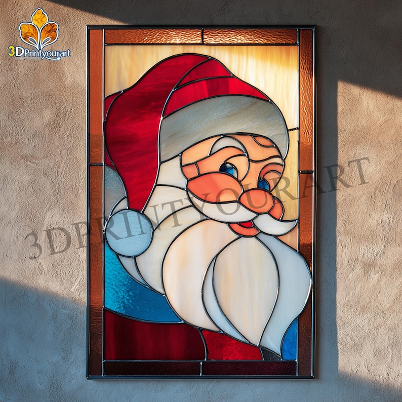 Digital Download Stained Glass Santa Claus Pattern | Festive Suncatcher ...