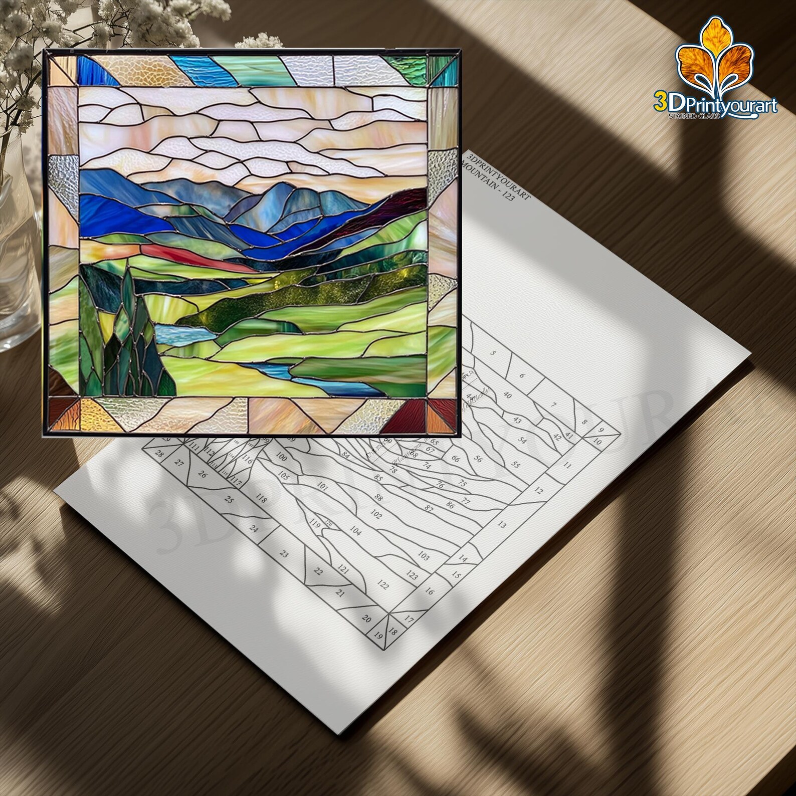 Digital Download Stained Glass Mountain M03 Pattern | Festive ...