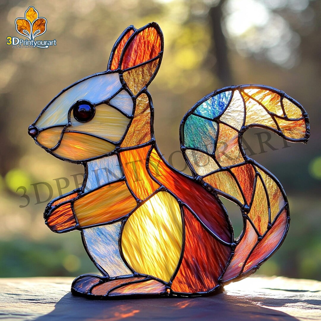 Digital Download Stained Glass Rabbit Pattern | Festive Suncatcher ...