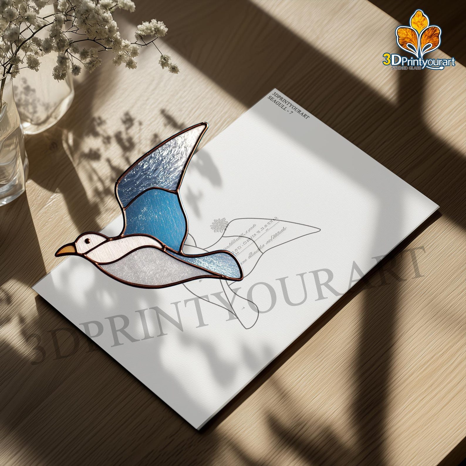 Digital Download Stained Glass Seagull Pattern | Festive Suncatcher ...