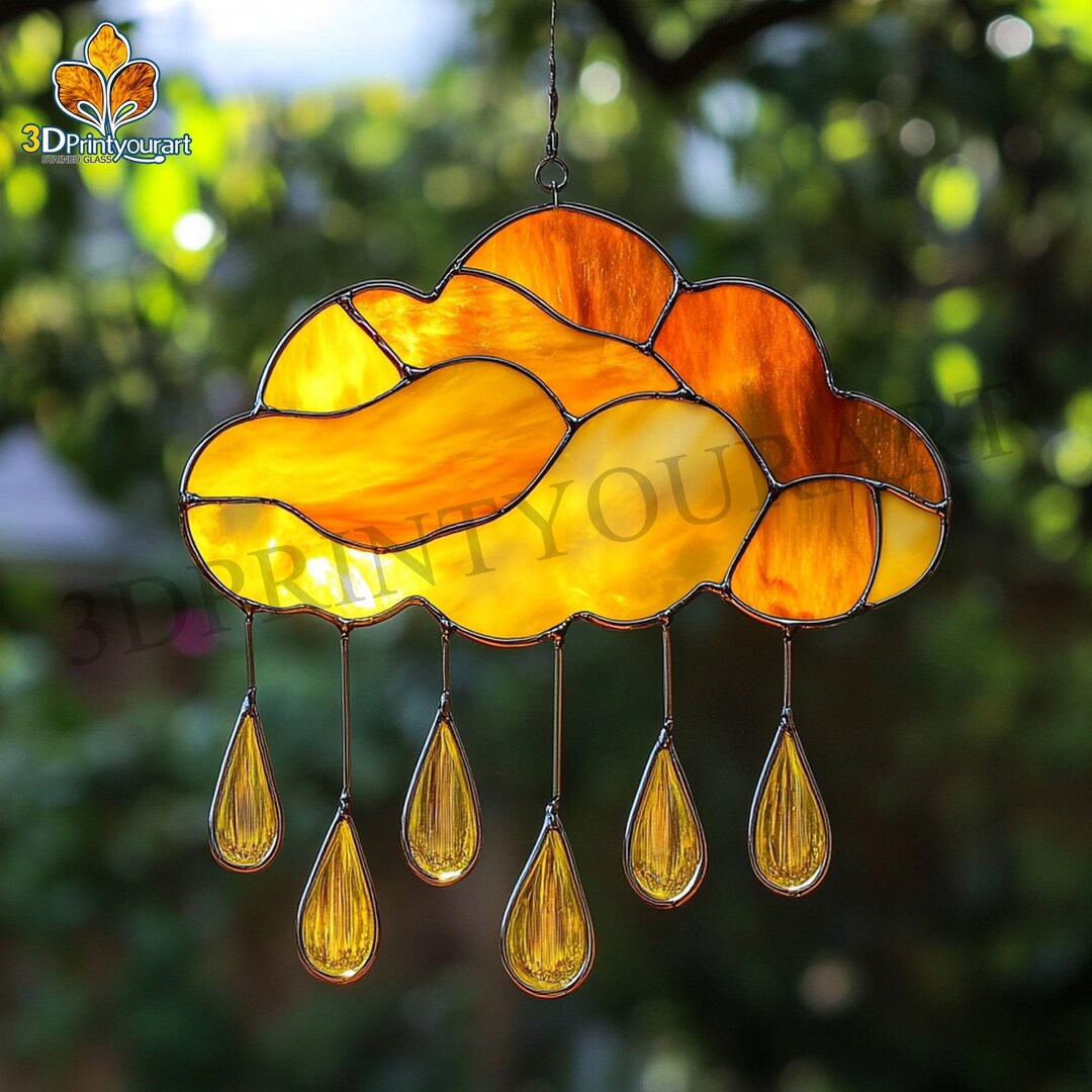 Digital Download Stained Glass Cloud Pattern | Festive Suncatcher ...