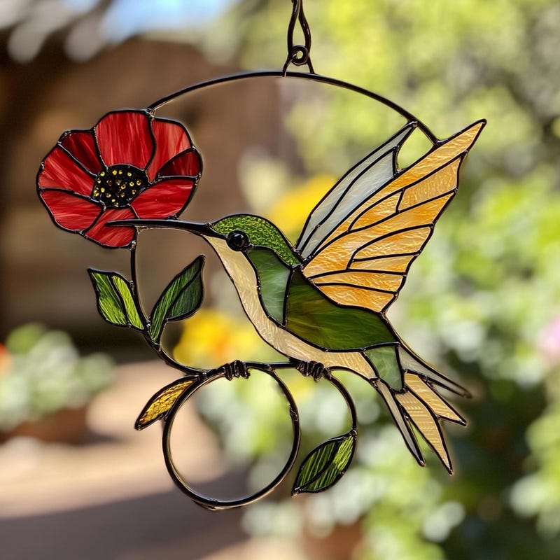 Hummingbird Poppy Flower - Etsy UK