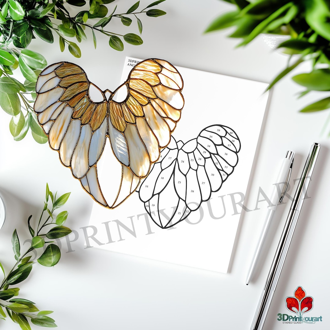 Digital Download Stained Glass Angel Wings Pattern | Festive Suncatcher ...