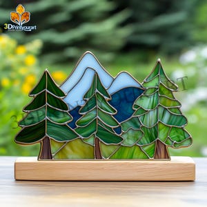 Digital Download Stained Glass Mountain Landscape Pattern | Festive ...