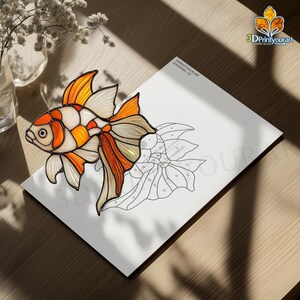 Digital Download Stained Glass Goldfish Pattern | Festive Suncatcher ...