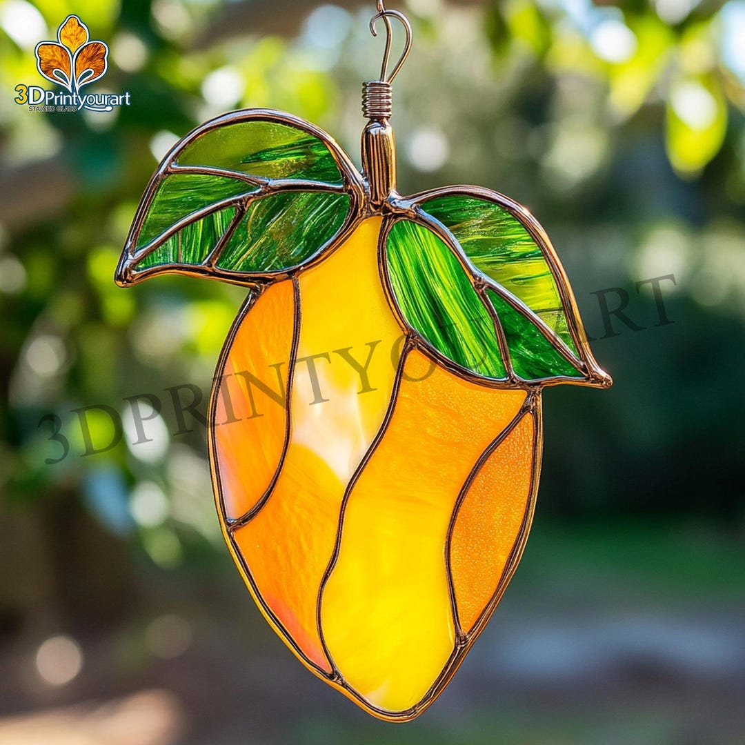 Digital Download Stained Glass Mango Pattern | Festive Suncatcher ...