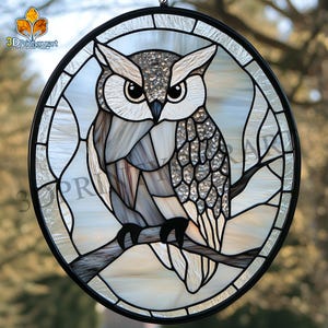 Digital Download Stained Glass OWL Pattern | Festive Suncatcher Design ...