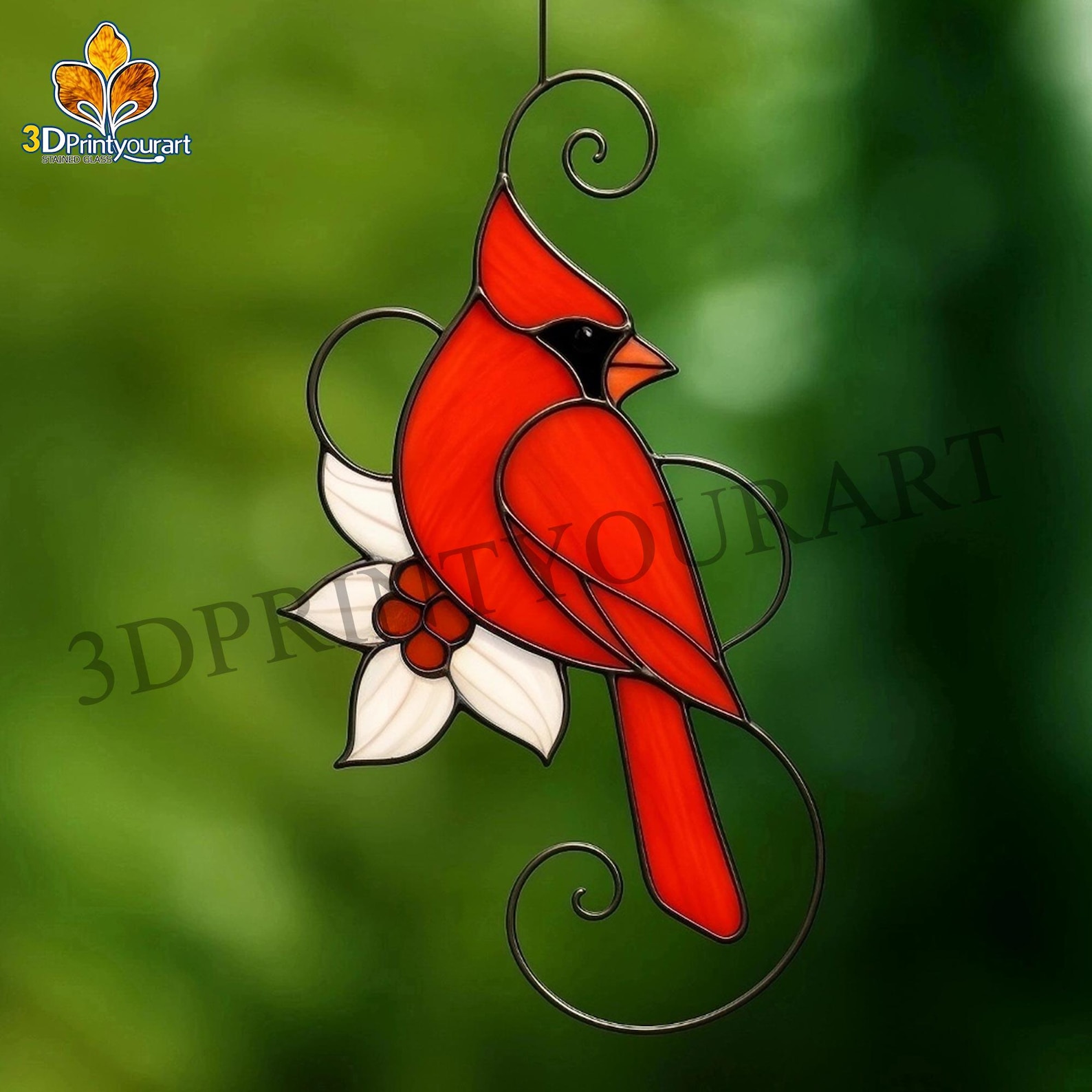 Digital Download Stained Glass Cardinal D3 Pattern | Festive Suncatcher ...