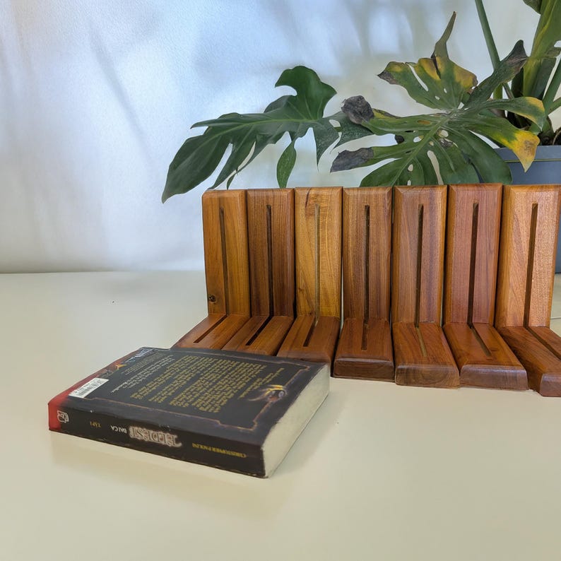 Wooden Bookends With Stained Glass Display Slot 6x7 Inch Stand for ...