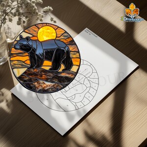 Digital Download Stained Glass Bear 01 Pattern | Festive Suncatcher ...