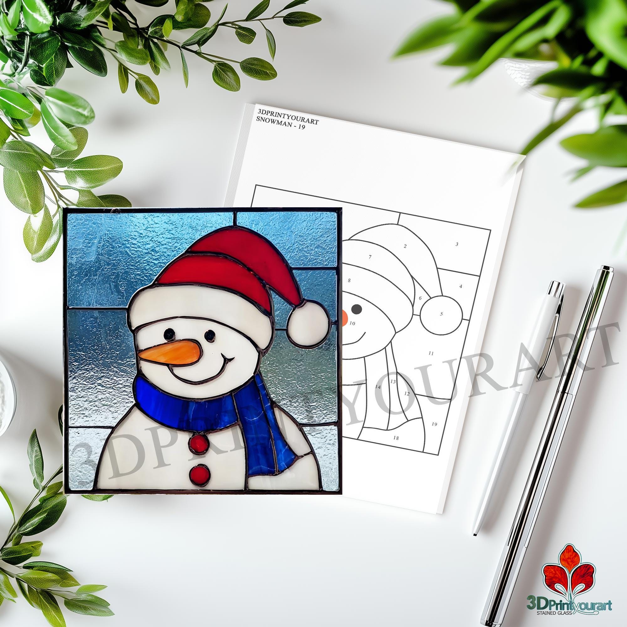 Digital Download Stained Glass Snowman Family Pattern | Festive ...