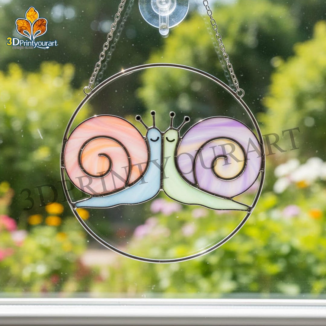 Digital Download Stained Glass Two Snails Pattern | Festive Suncatcher ...