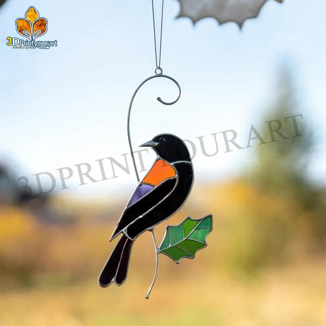 Digital Download Stained Glass Crow Pattern | Festive Suncatcher Design ...