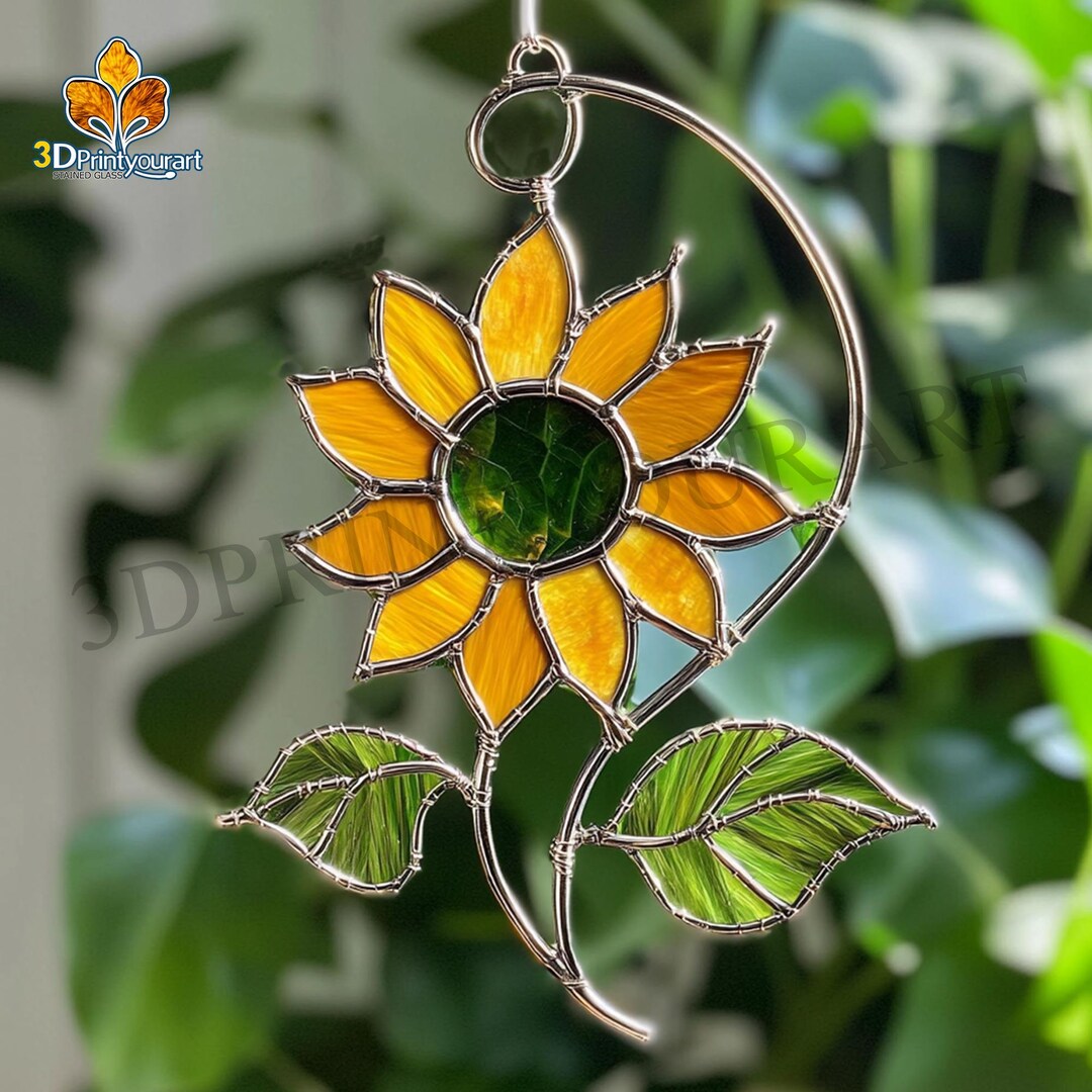 Stained Glass Sunflower Digital Pattern | Graceful Suncatcher Design ...