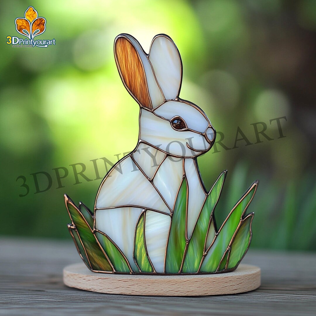 Digital Download Stained Glass Rabbit Pattern | Festive Suncatcher ...
