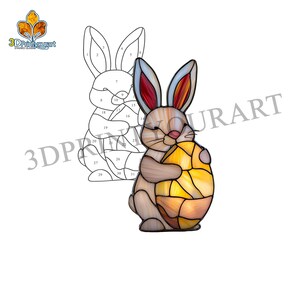 Digital Download Stained Glass Rabbit and Easter Egg Pattern | Festive ...