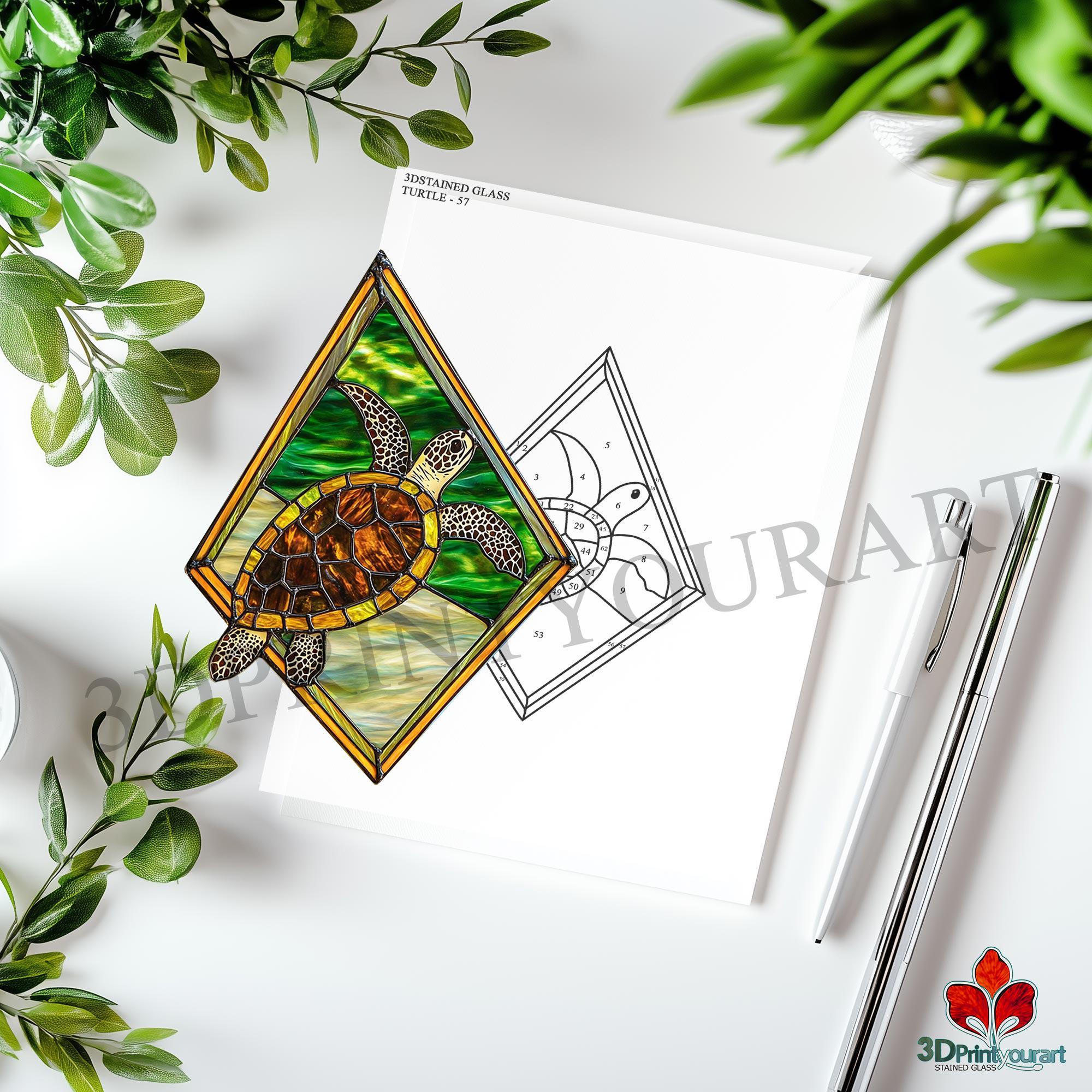 Digital Download Stained Glass Turtle Pattern | Festive Suncatcher ...