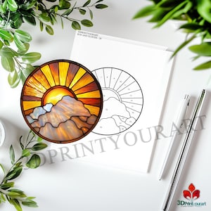 Digital Download Stained Glass Sun and Clouds Pattern | Festive ...