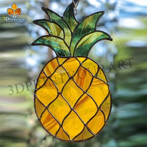 Digital Download Stained Glass Pineapple Pattern | Festive Suncatcher ...