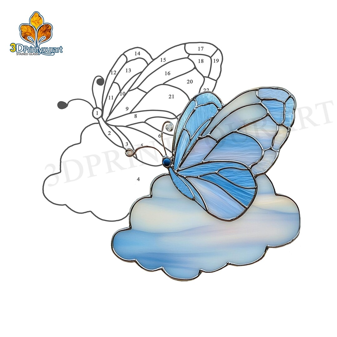 Digital Download Stained Glass Butterfly Pattern Festive Suncatcher ...