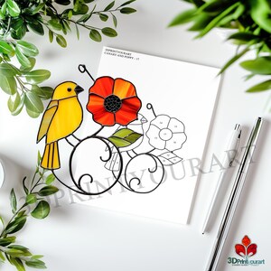 Digital Download Stained Glass Canary and Poppy Pattern | Festive ...