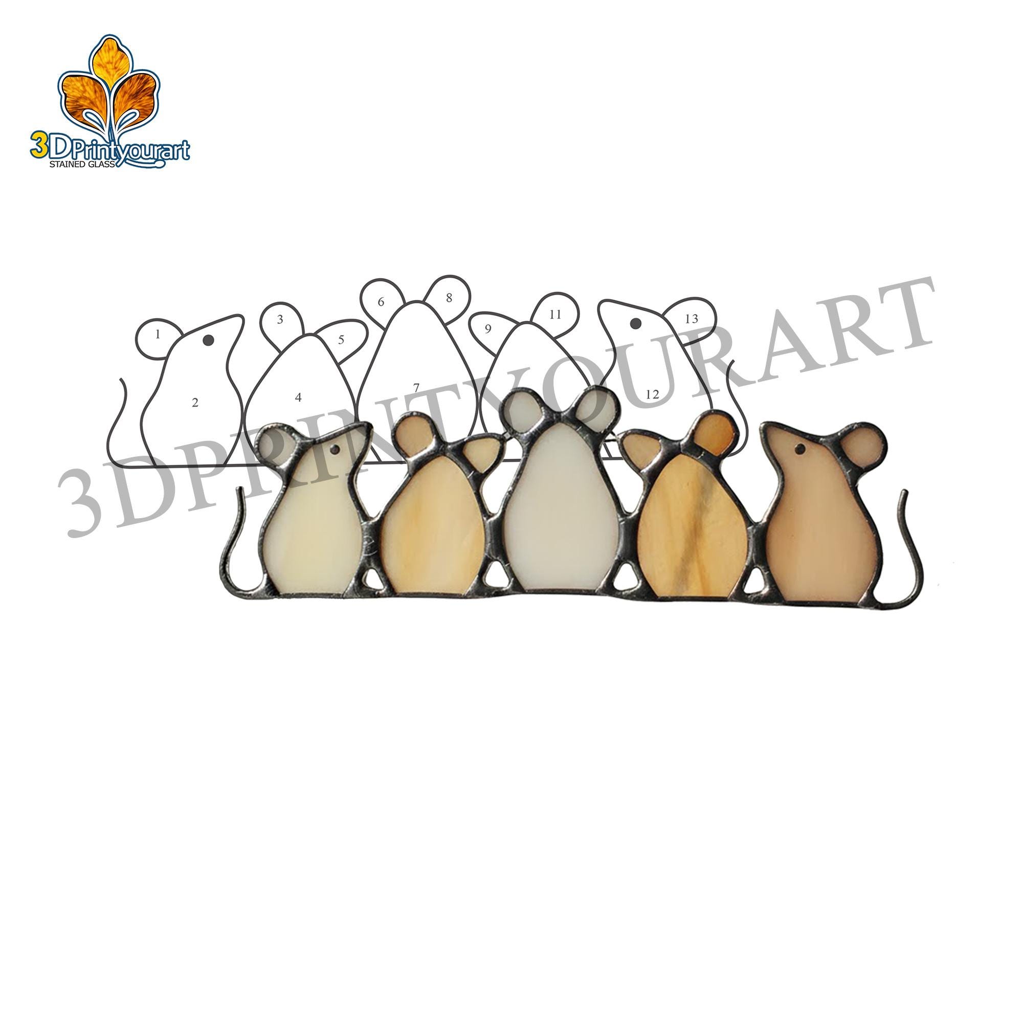 Digital Download Stained Glass Mouse Pattern | Festive Suncatcher ...