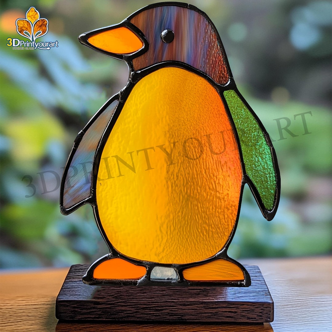 Digital Download Stained Glass Penguin 01 Pattern | Festive Suncatcher ...
